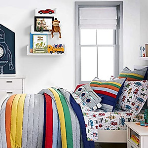 Daisyware Wall Mount U Shape Floating Shelves, MDF Wood Shelves Perfect in Bedroom, Living Room, Dining Room, Bathroom & Home Office, Set of 3 (White)