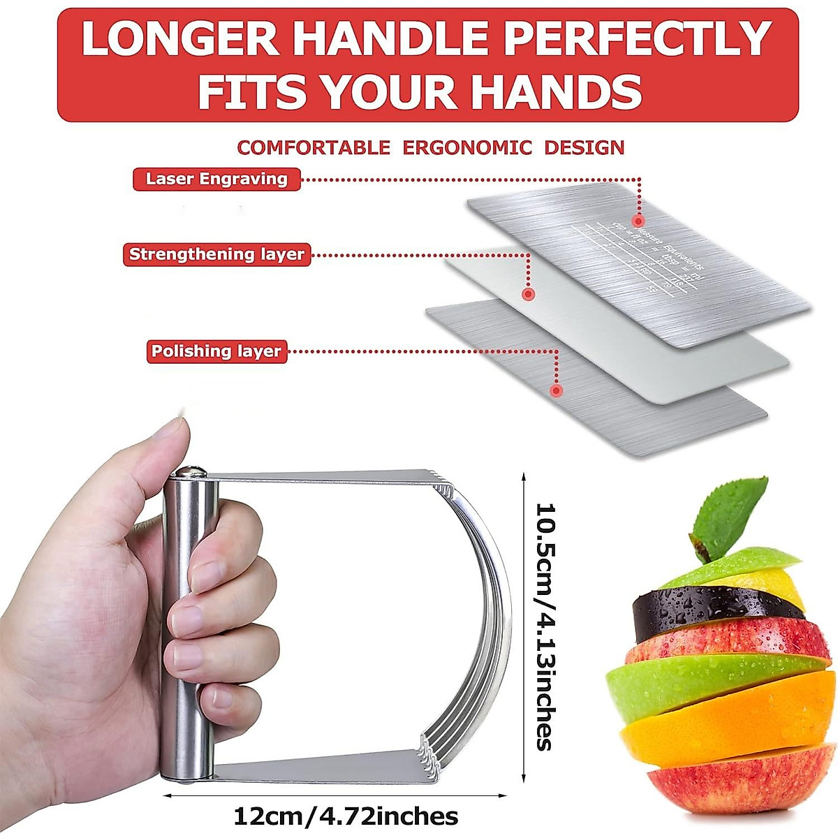 ISZW Dough Blender Pastry Cutter Set, Pastry Cutter Pastry Scraper Set, Stainless Steel Dough Pastry Scraper/Cutter/Chopper, Multipurpose Pizza/Biscuits/Dough Cutter, Professional Baking Dough Tools