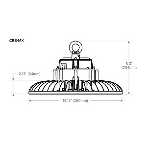 Hubbell Columbia Lighting CRB-40MX-EDU Wet Location LED High Bay, UFO LED Light, 4000K, 34000 lumens, 243 watts, HID replacelent, 0-10V dimming