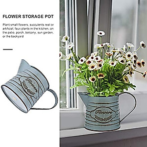 DOITOOL Metal Buckets Flower Pot Galvanized Tinplate Tin Pails Planter Pot Garden Container Vintage Bonsai Pot Pitcher Holder Farmhouse vase for Home Garden Dried Fresh Flower