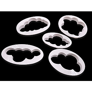 5PCS Different Pattern Plastic Fluffy Cloud Cutters Cookie Cutters Cake Cutters Fondant Cloud Cutters