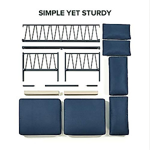 ZINUS Amanda Navy Metal Sofa / Steel Framework with Upholstered Cushions / Easy Assembly