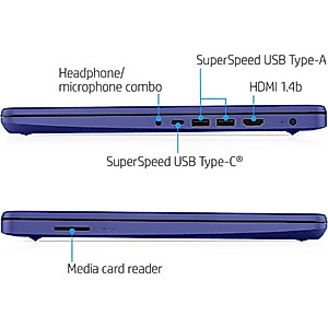 HP 14 Laptop, Intel Celeron N4020, 4 GB RAM, 64 GB Storage, 14-inch Micro-Edge HD Display, Windows 11 Home, Thin & Portable, 4K Graphics, One Year of Microsoft 365 (14-dq0010nr, 2021, Indigo Blue)