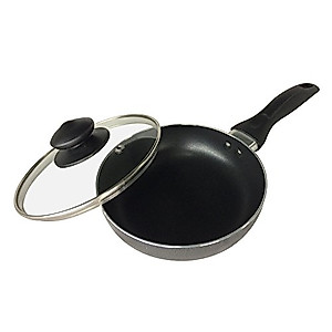Bene Casa - Black Nonstick Aluminum Frying Pan with Glass Lid (6") - Dishwasher Safe for Easy Cleaning