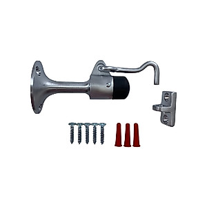 CRL Satin Chrome Finish Wall Mounted Heavy Duty Door Stop with Hook and Holder