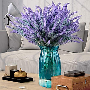 WILLBOND 12 Pieces Artificial Lavender Plants Lifelike Faux Silk Flowers for Weddings Home Garden Decoration Indoor Outdoor DIY Floral Arrangements