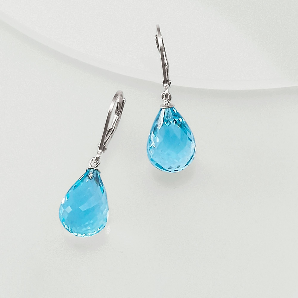 Ross-Simons 15.00 ct. t.w. Blue Topaz Drop Earrings in Sterling Silver