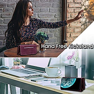 Galaxy A51 4G/M40S Wallet Case with Wristlet&Shoulder Strap,Auker 9 Card Holder Flip Leather Crossbody Zipper Purse Case Bag Magnetic Stand Hidden Pocket Wallet Clutch Case for Women Samsung A51(4G)