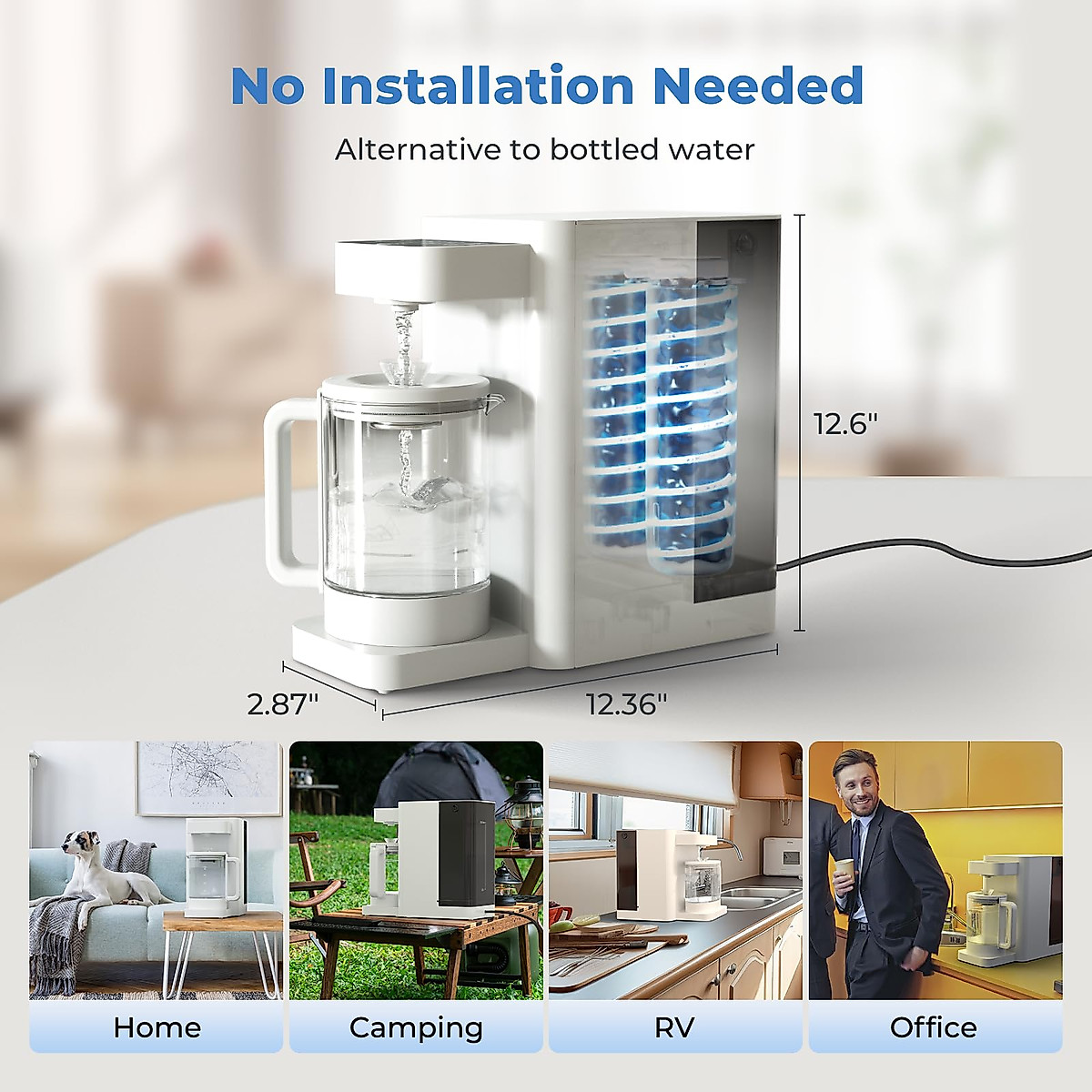 Reinmoson 8 Stage Reverse Osmosis System Countertop with 𝟰 𝗛𝗼𝘁 𝗪𝗮𝘁𝗲𝗿 𝗦𝗲𝘁𝘁𝗶𝗻𝗴𝘀, NSF Certified TDS Reduction, 4:1 Pure to Drain Portable Reverse Osmosis Water Filter Countertop