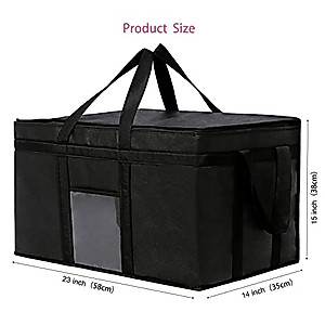 Insulated Food Delivery Bag，Reusable Food Warmer Delivery Bags for Hot and Cold,Collapsible Large Capacity and Durable, Suitable for Travel，Car，Camping (XXXL, Black)