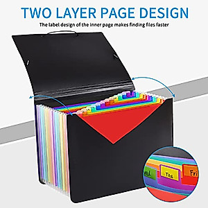 Cloudia 13 Pockets Accordion File Organizer, Expanding File Folder with Blank Labels, Super Heavyweight Monthly Accordion Folder, Desktop Accordion Folders