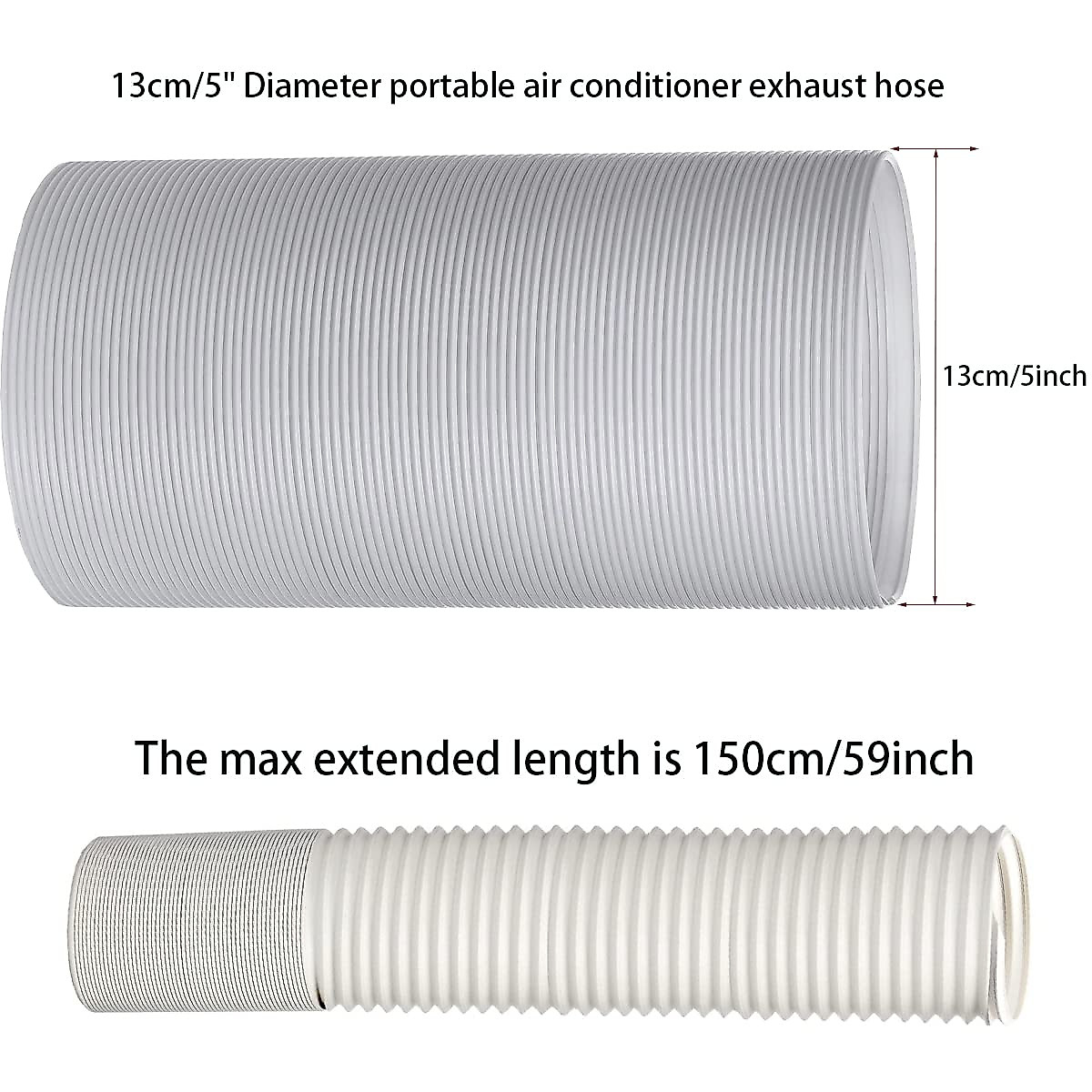 Portable AC Window Kit with 5.1” Exhaust Hose for Sliding Window, Adjustable Air Conditioner Window Vent Kit for Ducting AC Seal Panel for Horizontal&Vertical Window