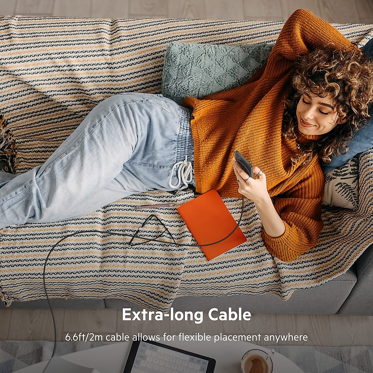 Belkin Wireless Charger for MagSafe, 15W Fast Charging Pad (PSU Not Included) w/ Kick Stand & 6.6ft Long Braided Cable, Compatible w/ iPhone 15, 15 Pro, 15 Pro Max, 14 & 13, and iPhone Mini - Black