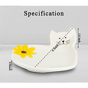 Cat Spoon Rest With Sunflower Spoon Holder For Stove Top White Ceramic Spoon Rest For Stove Top