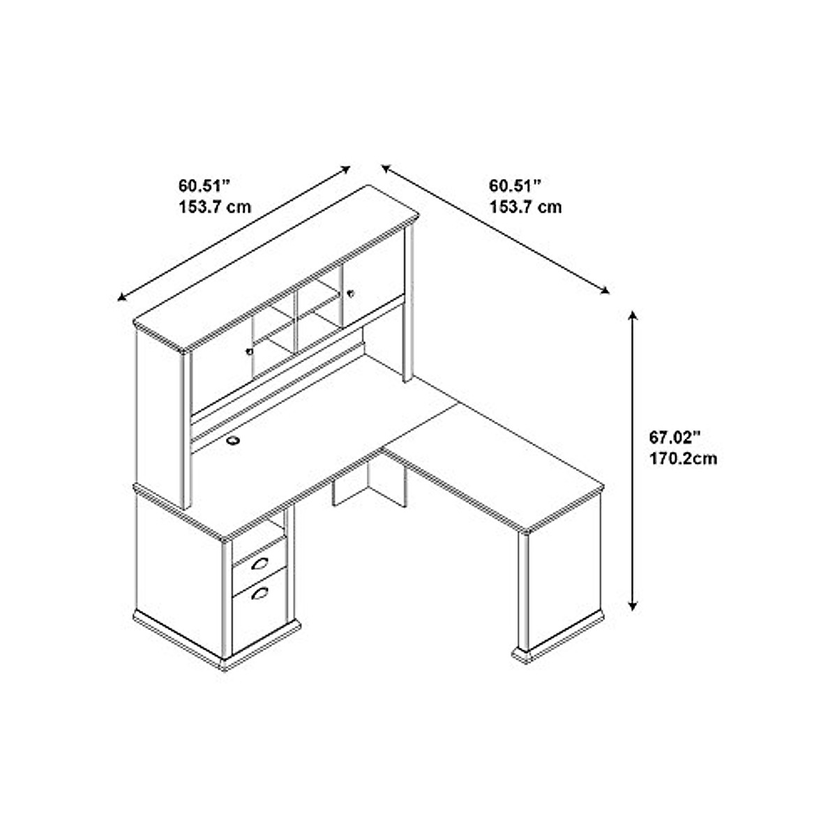 Bush Furniture Yorktown L Shaped Desk with Hutch in Antique Cherry