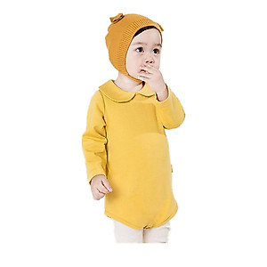 Auro Mesa Newborn Baby Infant Unisex Cotton Long-Sleeve Solid Peter Pan Collar Jumper Bodysuits Outfits