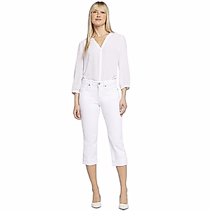NYDJ Women's Marilyn Straight Cuff Cropped Slimming Jeans, Optic White, 10