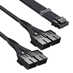 Agtray PCI-e 5.0 Extension Cable, RTX 4090 4080 16Pin(12+4) Male to 4x8Pin Female 12VHPWR Cable PCIE GPU Power Sleeved Extender Cord Compatible with GeForce RTX 4090/4080/3090Ti (14inch, Black)