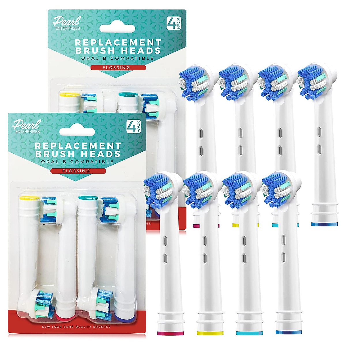Replacement Brush Heads Compatible with Oral B Braun Electric Toothbrush- 16 Pk of Generic Assorted Brushes for Oralb- 8 Cross & 8 Floss- Fits Oral-b Pro 1000, Vitality, Triumph, Kids + More!