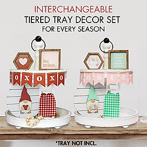 Beautiful Tiered Tray Decor Set for Spring - Interchangeable All Season Decorations Bundle Incl. Easter, Summer & More - Modern Farmhouse Centerpiece for Home & Kitchen Decor
