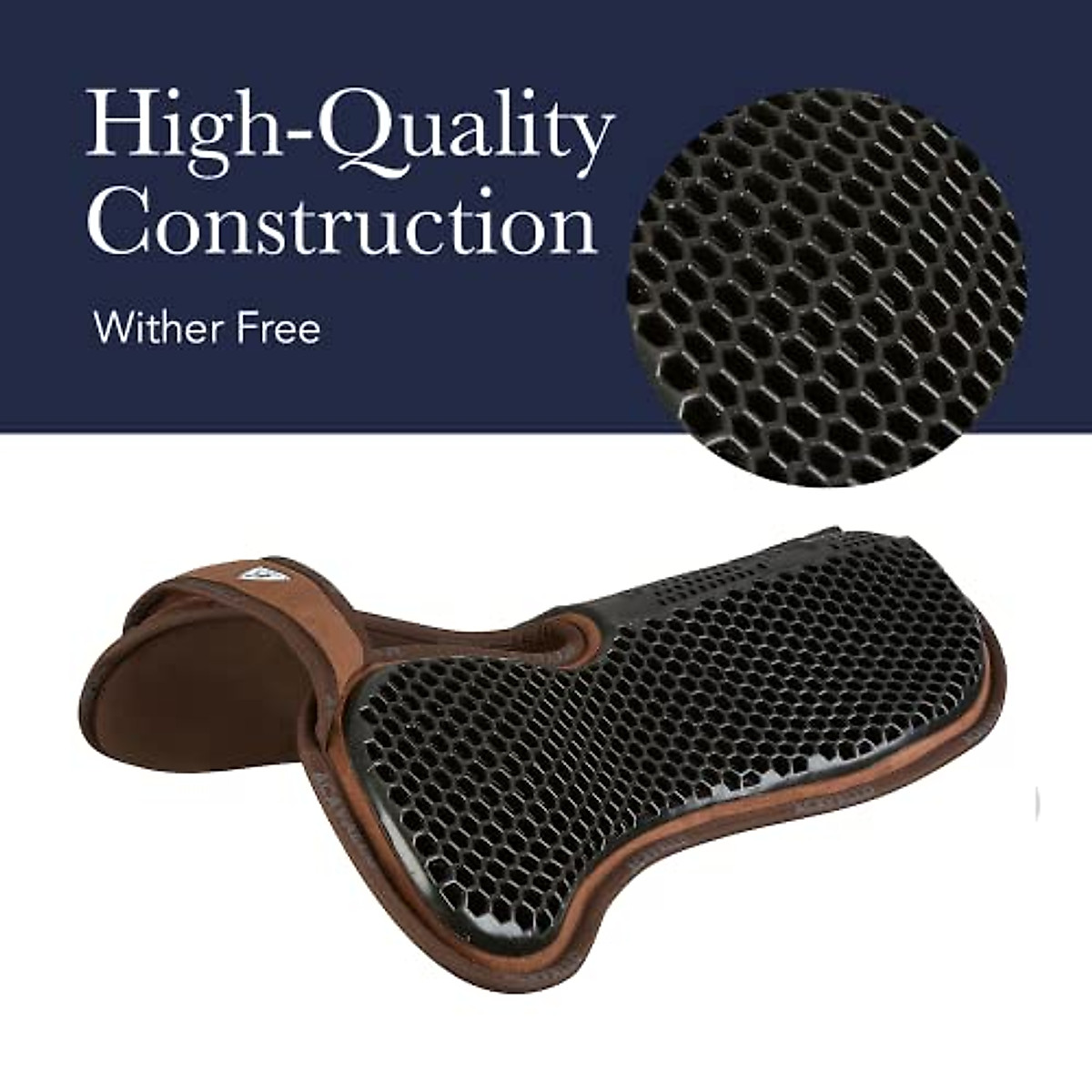 LeMieux Wither Free Half Saddle Pad - English Saddle Pads for Horses - Equestrian Riding Equipment and Accessories (Navy - Large)