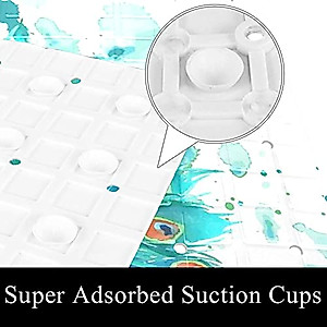 Shower Mat Non Slip Peacock Bathtub Mats for Kids Shower Bath Mat for Bathroom Tub 15.1x26.8 Inch, Machine Washable