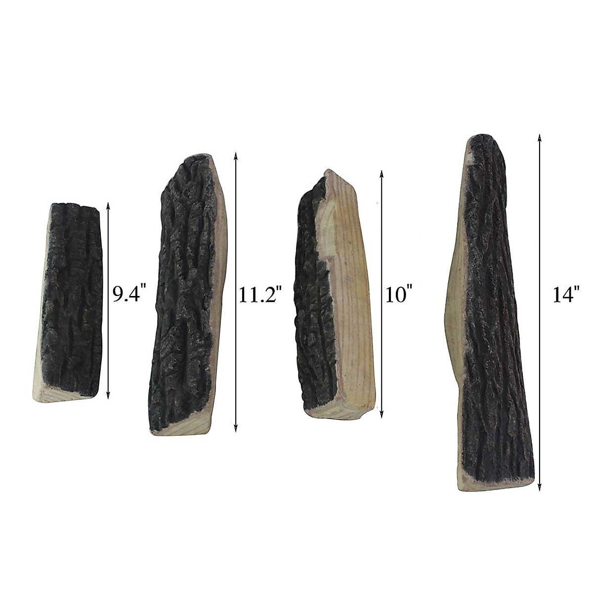 Dulousia Anyneo Ceramic Wood Logs, Gas Fireplace Log, Indoor Outdoor Fire Pits Lifelike Branch Gas Log for Vent Free, Propane, Electric, Gas Inserts (style B-4pcs)