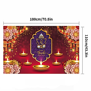 KYMY Happy Diwali Backdrop, Happy Diwali Festival Banner with 70.8X43.3inch, India Festival of Lights Backdrop, Diwali Party Supplier for Diwali Photography Background Party Decoration