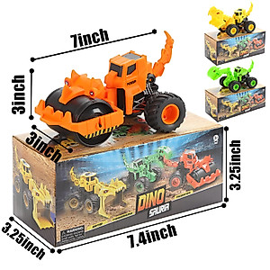 3 otters Dinosaur Toys Cars, 3PCS Dinosaur Toys for Kids Dinosaur Engineering Vehicle Construction Vehicle Playsets Birthday Gift for Boys Girls Toddlers