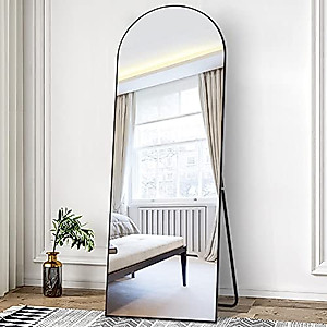 PexFix Full Length Mirror Sleek Arched-Top Standing Mirror Floor Mirror, Wall Mirror Standing, Leaning Hanging for Home, 65"x22", Black