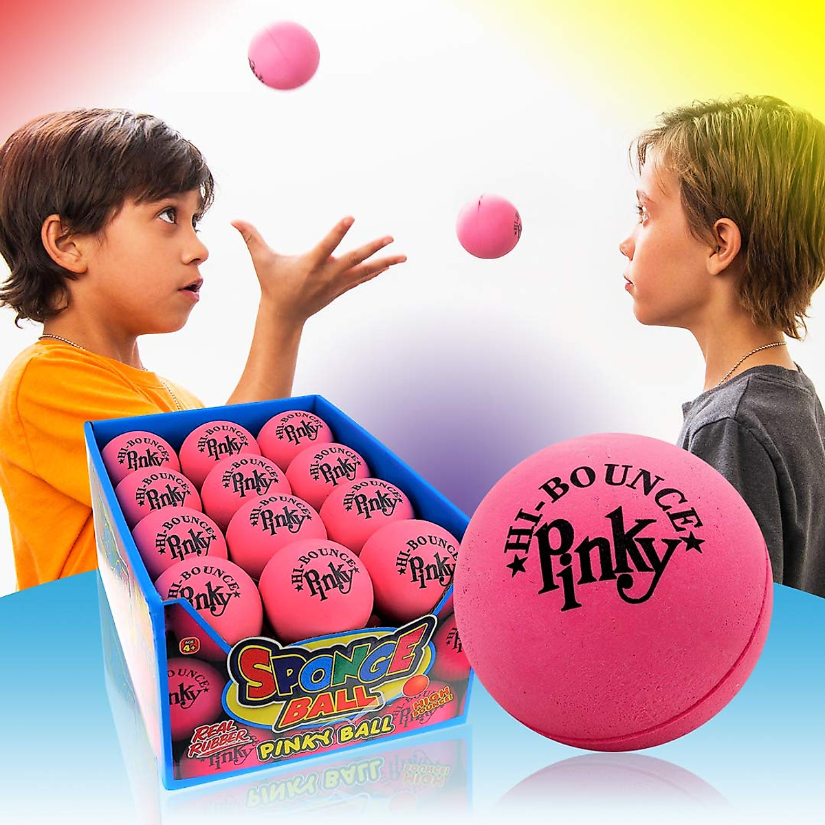 JA-RU High-Bounce Pinky Ball (4 Pack) Small Bouncy Rubber Balls for Kids. Stress Handball. Indoor & Outdoor Sport Games. Therapy Classroom Playground Toys. Throwing & Juggling. 976-4A