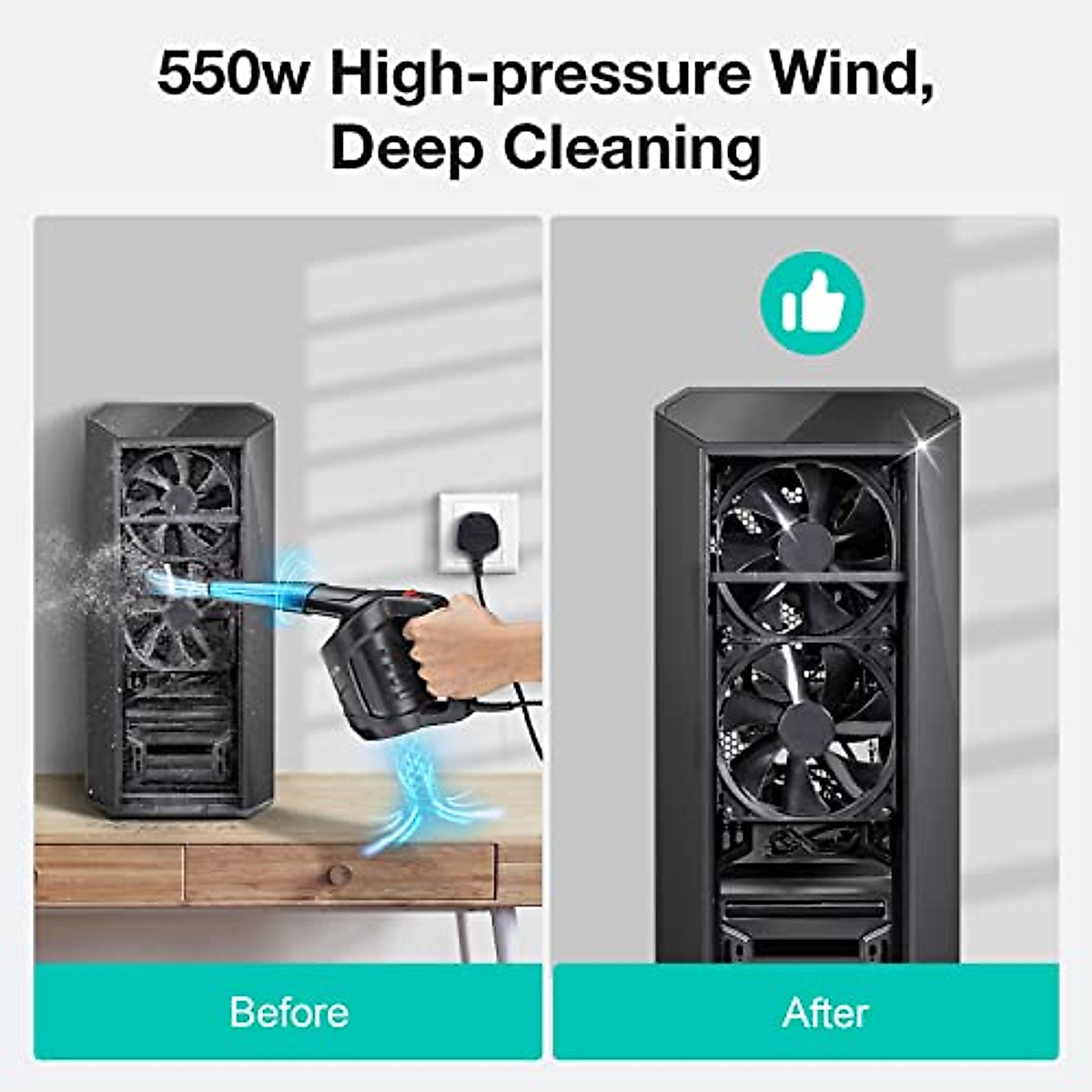 Compressed Air, MECO High Pressure Air Duster Blower Computer Cleaner Keyboard for Cleaning Dust, Hairs, Crumbs for Computer, Laptop, Tower Fans, Printer, Replaces Compressed Air Cans