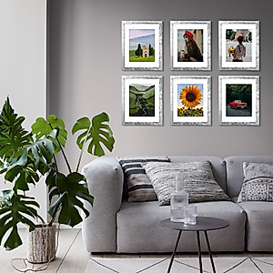 Capcillin 11x14 Picture Frame Wood Set of 2 with Glass, Display Pictures 11x14 Without Mat or 8x10 Photos with Mat, Wall Gallery Photo Frames, Tabletop Display and Wall Mounting, Distressed White