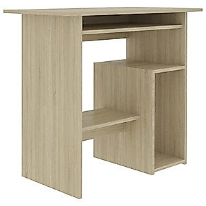 Homvdxl Narrow Computer Desk Study Table for Small Spaces, Home Office 31x18 Student Writing Desk with CPU Stand, Foot Shelf & Keyboard Shelf for PC Laptop Notebook (Brown)