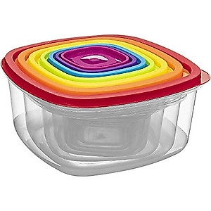 Rectangle Food Storage Containers, Set of 7 - Southern Homewares - Colorful Rectangle Holders w/Snap-On Lids