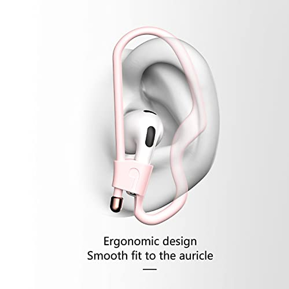 Ear Hooks for AirPods Pro 3/ 2 /1 Earbuds Accessories Anti-Lost Loop Anti-Slip Strap Multi-Dimensional Adjustable for Running Jogging Cycling Gym Silicone (Pink)