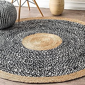 nuLOOM Lesha Natural Fiber Area Rug, 6' Round, Black