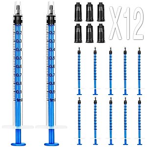 1ml Syringe Without Needle - 1 ml Small Plastic Syringes Sterile Individually Packed with Cap for Lab Medicine Student Measuring Liquid and Pet Dog Cat Baby Feeding Oral Colostrum ( 12 Pack 1cc /ml )