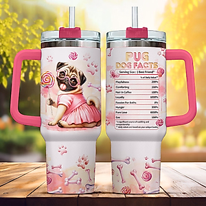 99WHALE Dog Mom Gifts, Quartz Camelia Adults Yellow Women Parade Coffee Handle Simple Hot Cups Worlds Primrose, Funny Pug Dog Nutrition Facts, Tumbler 40 Oz With Handle Lid And Straw