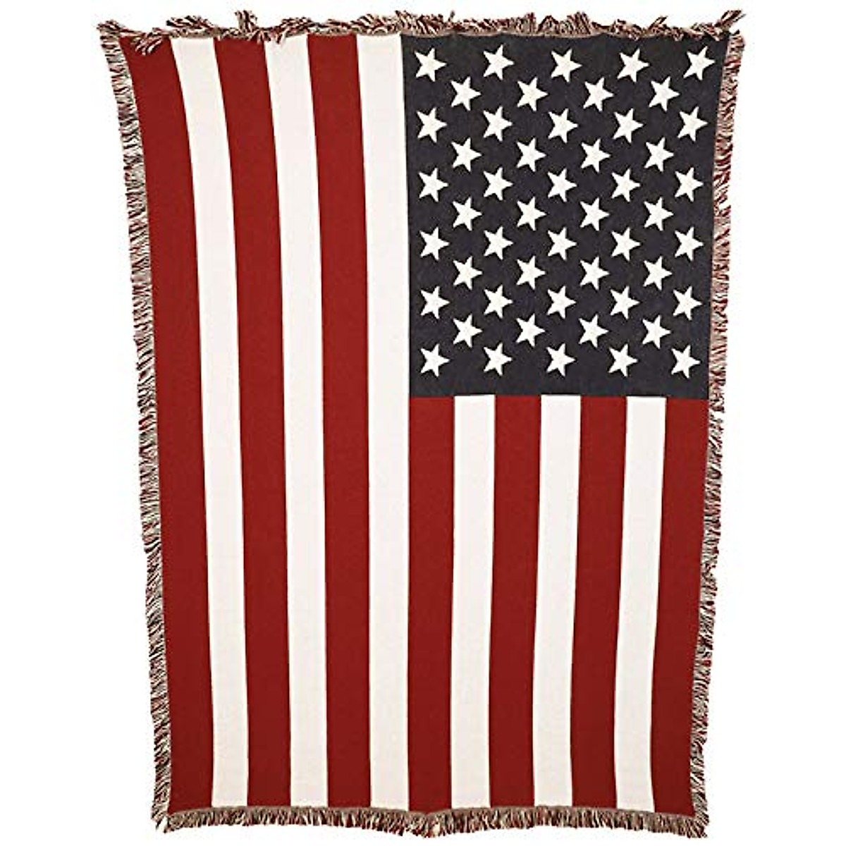 United States American Flag Blanket - Gift Soft Tapestry Throw Woven from Cotton - Made in The USA (69x48)