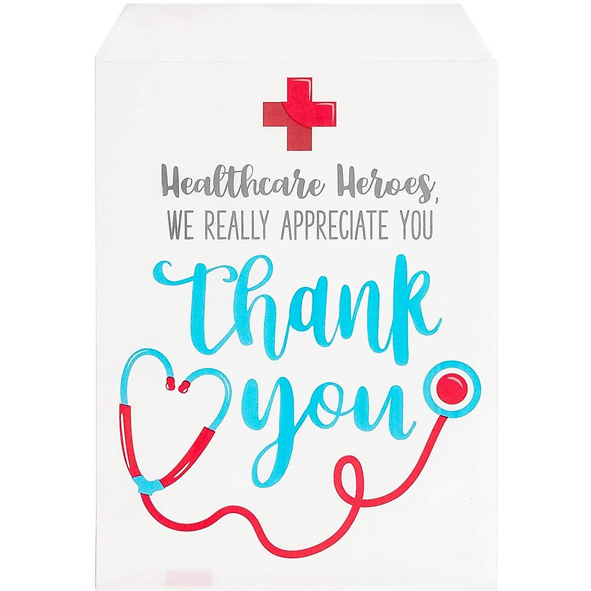 Sparkle and Bash Thank You Goodie Bags, Nurse Appreciation Gifts (5 x 7.5 in, 100 Pack)