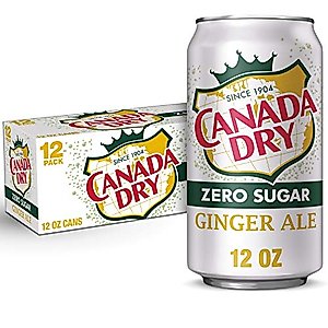 Canada Dry Zero Sugar Ginger Ale Soda, 12 fl oz cans (Pack of 12)