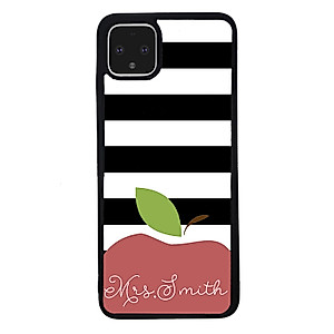 Teachers Appreciation Gift Personalized Black Rubber Phone Case Compatible With Google Pixel 8 Pro, 8a, 8, 7a, 7, Pixel 7 Pro, 6a, 6 Pro, 6, 5, 4a 5G, 4a 4G, 4, 4 XL, 3a, 3a XL, 3, 3 XL, 2 XL, 2