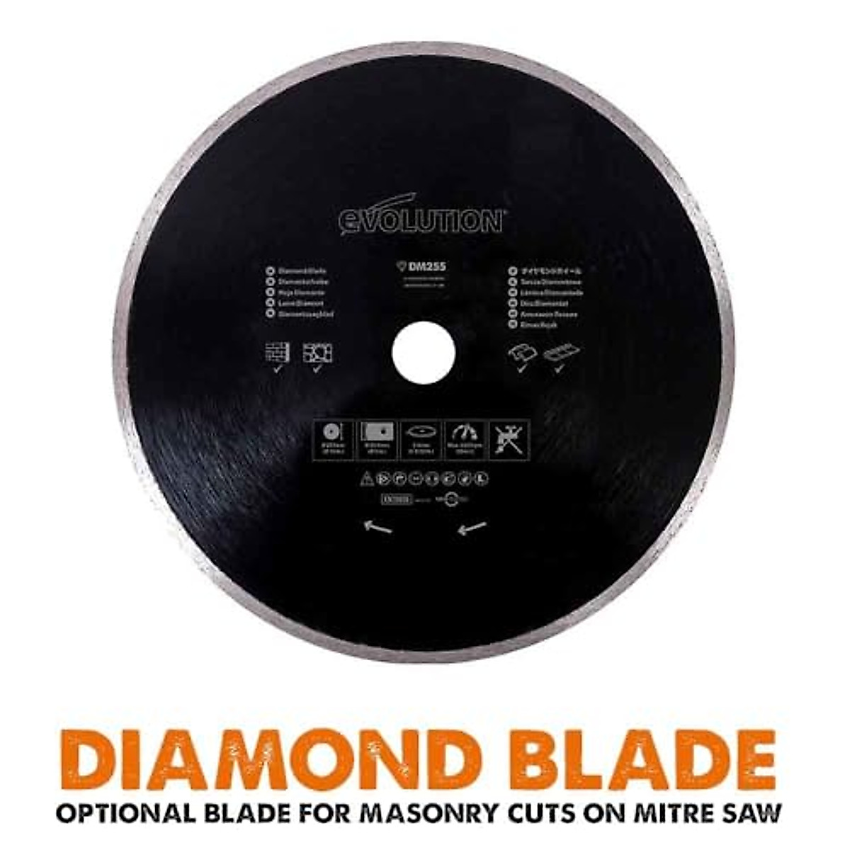 Evolution Power Tools R255SMS 10-Inch Sliding Miter Saw Multi-Material, Multi-Purpose Cutting Cuts Metal, Plastic, Wood & More 0˚ - 45˚ Bevel Tilt & 50˚ - 50˚ Miter Angles TCT Blade Included