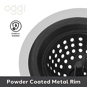 OGGI Silicone & Metal Sink Stopper- Great Kitchen Sink Stopper, Silicone Drain Stopper, Sink Plug, 4.6˝ Diameter Metal Rim, Black