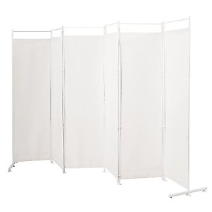 GOFLAME 6 Ft Room Divider, 6 Panel Folding Wall Divider, Freestanding Partition with Adjustable Foot Pads, Perfect Privacy Screen for Home Office, White