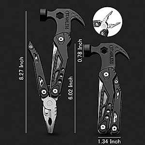 14 in 1 Multitool Hammer - All in One Tool Mini Camping Hammer, Cool Hiking Survival Gear, Multitool Gadgets For Mens Gifts, Hunting Stocking Stuffers For Men