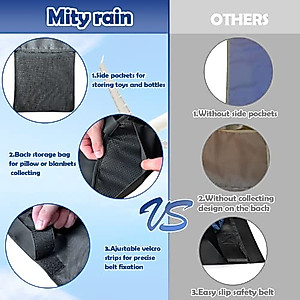 Mity rain Airplane Seat Extender for Kids, Portable Footrest, Baby Airplane Bed with Side Pockets, Flying Travel Essentials with Extended Area 11×4.7 in for Leg Rest & Lie Down（Black）