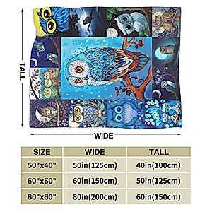 Owl Throw Blanket for Couch Sofa Bed Throw Blanket, Soft Plush Blanket Super Cozy and Comfy for All Seasons 50"X40" Inches