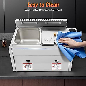 Deep Fryer Electric Deep Fat Fryers with 2 Baskets Commercial Countertop LPG Gas Fryer with Lid Stainless Steel 6L*2 Deep Fryer for French Fries Turkey Donuts Restaurant Home Kitchen